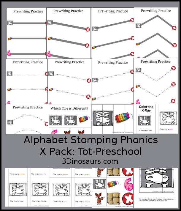 Free Alphabet Stomping Phonics X Tot-Preschool Pack – 3 Dinosaurs